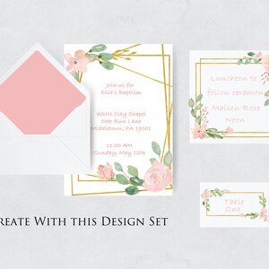 Pink and Gold Floral Frames, Geometric Gold Frames With Blush Pink ...