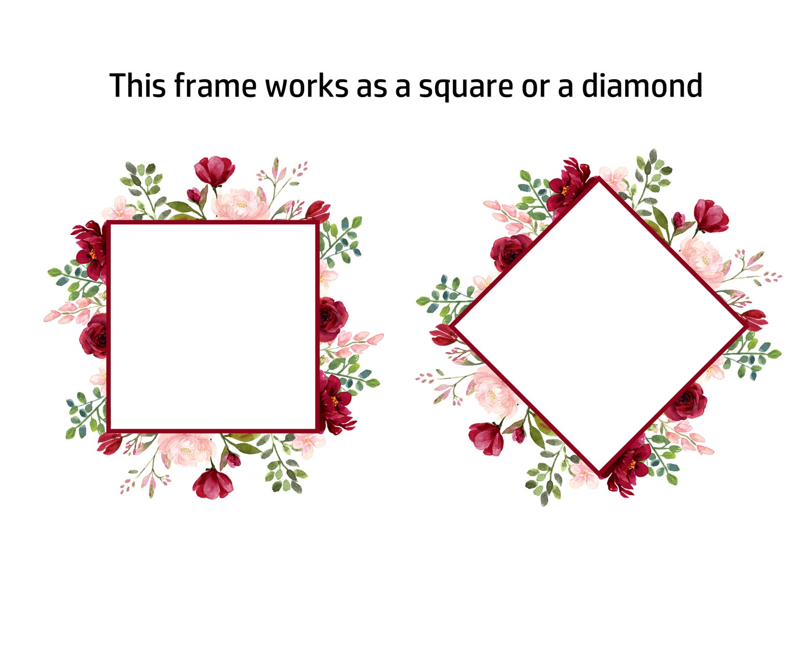 Blush and Burgundy Frames and Wreaths, Floral Frames, Crystal Frames ...