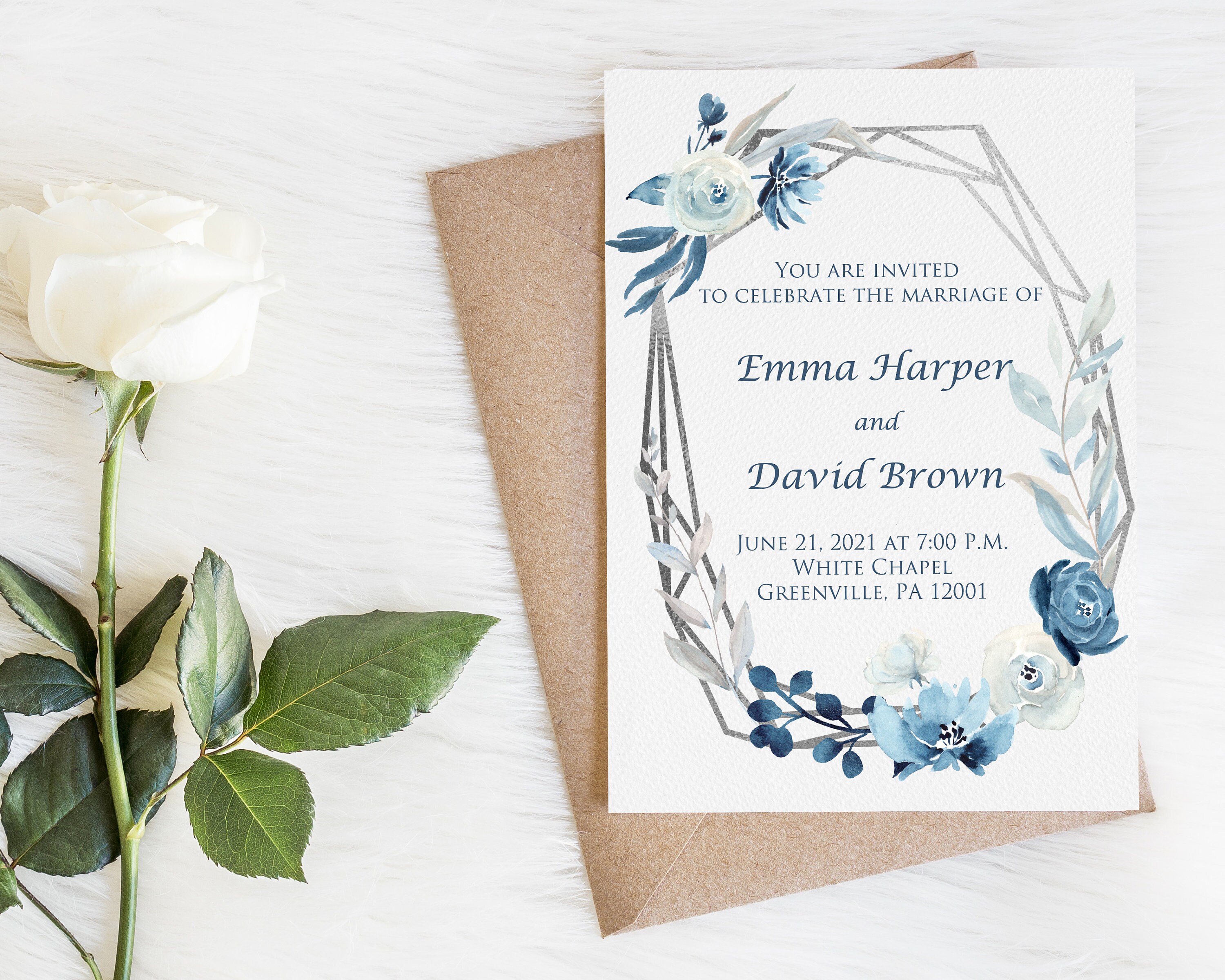 Silver Blue and White Geometric Frameswatercolor Frames and - Etsy