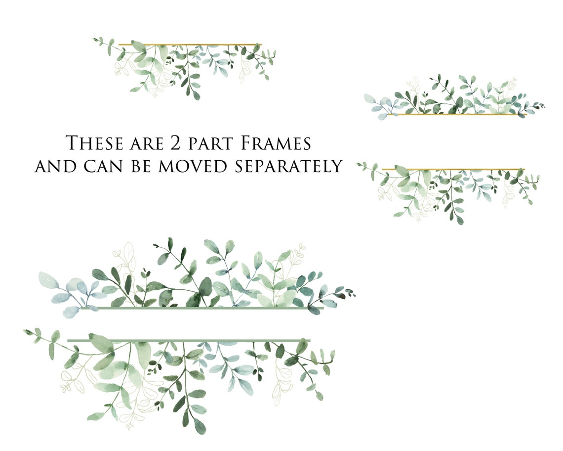 Eucalyptus Branches Wreaths and Frames Greenery Watercolor | Etsy