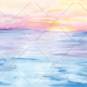 Colorful Watercolor Background, JPEG and PNG Files, Abstract Sunset ...