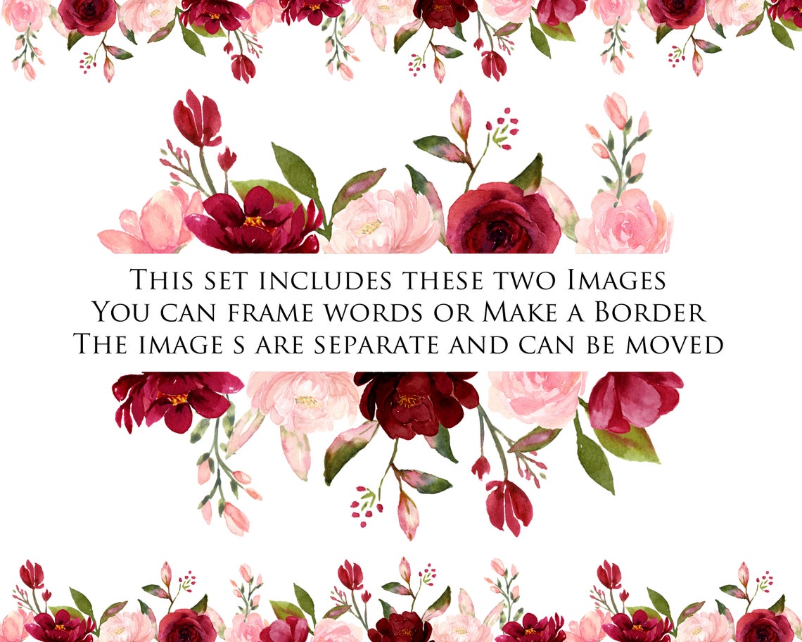 Blush and Burgundy Frames and Wreaths, Floral Frames, Crystal Frames ...