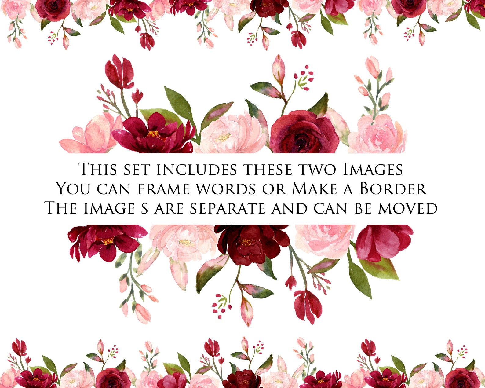 Blush and Burgundy Frames and Wreaths, Floral Frames, Crystal Frames ...