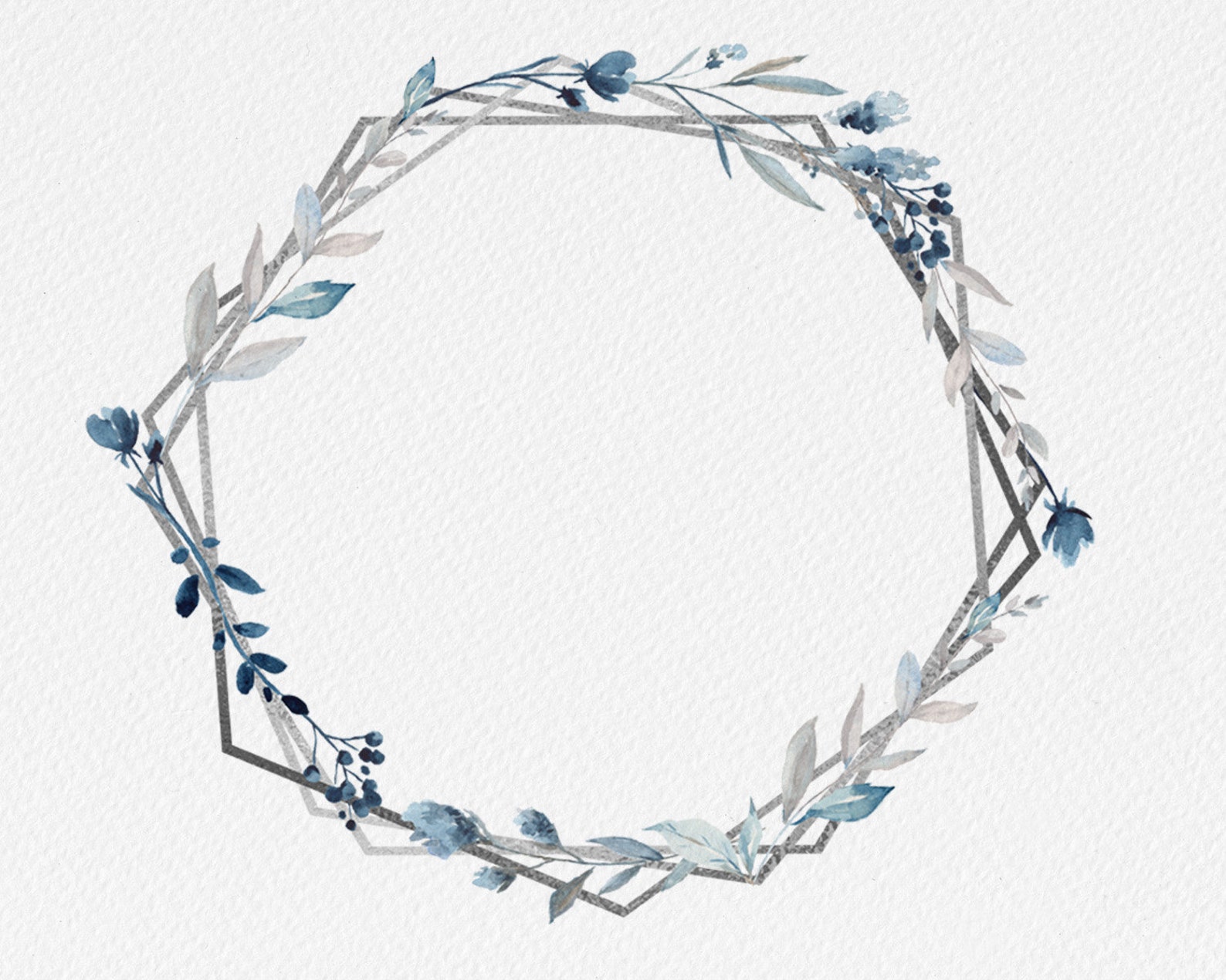 Silver Blue and White Geometric Frameswatercolor Frames and - Etsy