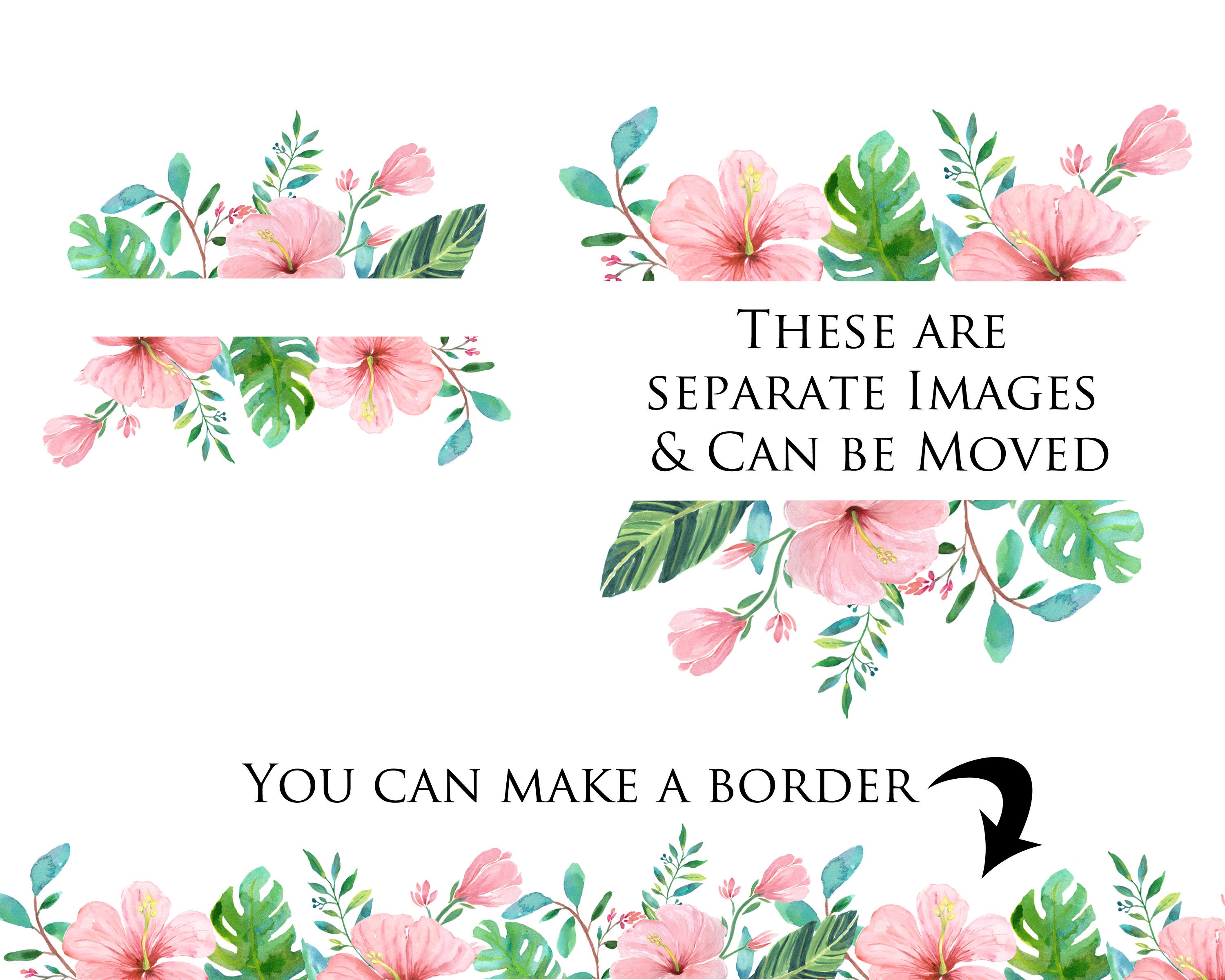 Tropical Island Frames and Wreaths Set 10 Floral Frames and - Etsy