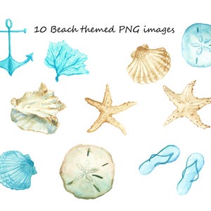 Beach Blues Design Elements Kit: Watercolor Background Washes, Borders ...