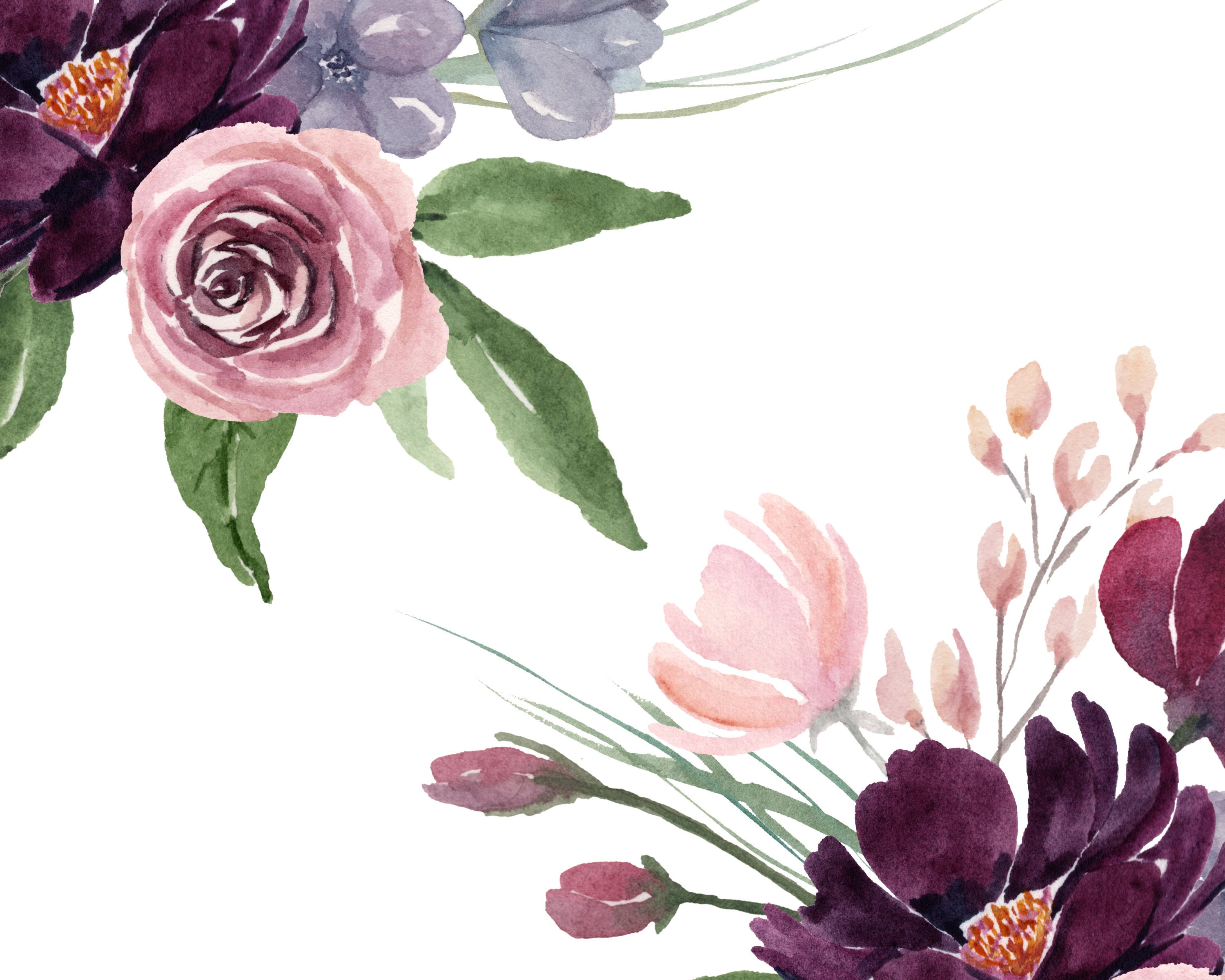 Floral Bouquet Designs, Burgundy and Plum Flower Frames and Wreaths ...