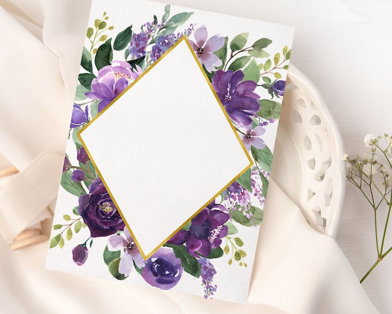 Purple Floral Wreaths and Purple Floral Frames, Gold and Purple ...