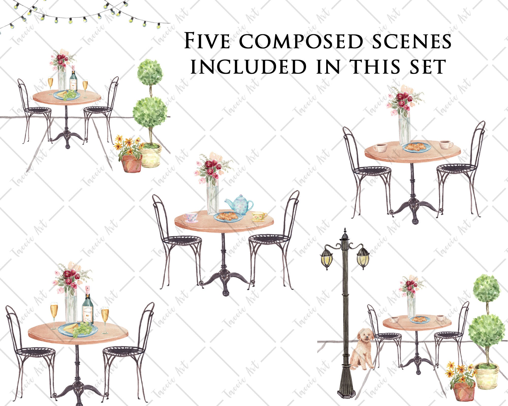 Romantic Cafe Outdoor Bistro With Champagne Table Chairs - Etsy