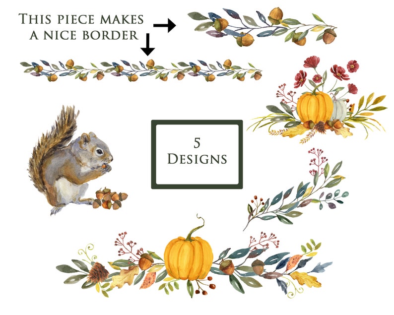 Huge Fall Design Kit: Watercolor Clipart Frames Wreaths - Etsy