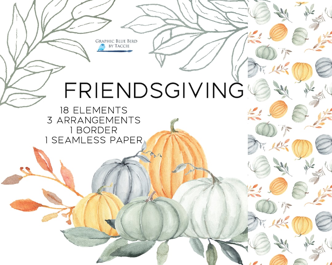 Clipart for Friendsgiving, Clip Art for Thanksgiving, Watercolor ...