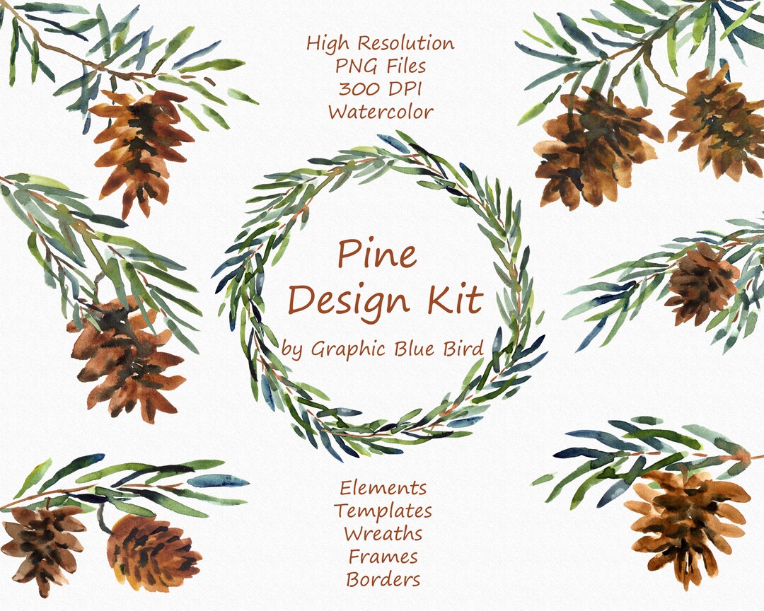 Pine Winter Design Kit Includes Pine Wreaths, Frames, Borders, Pine ...
