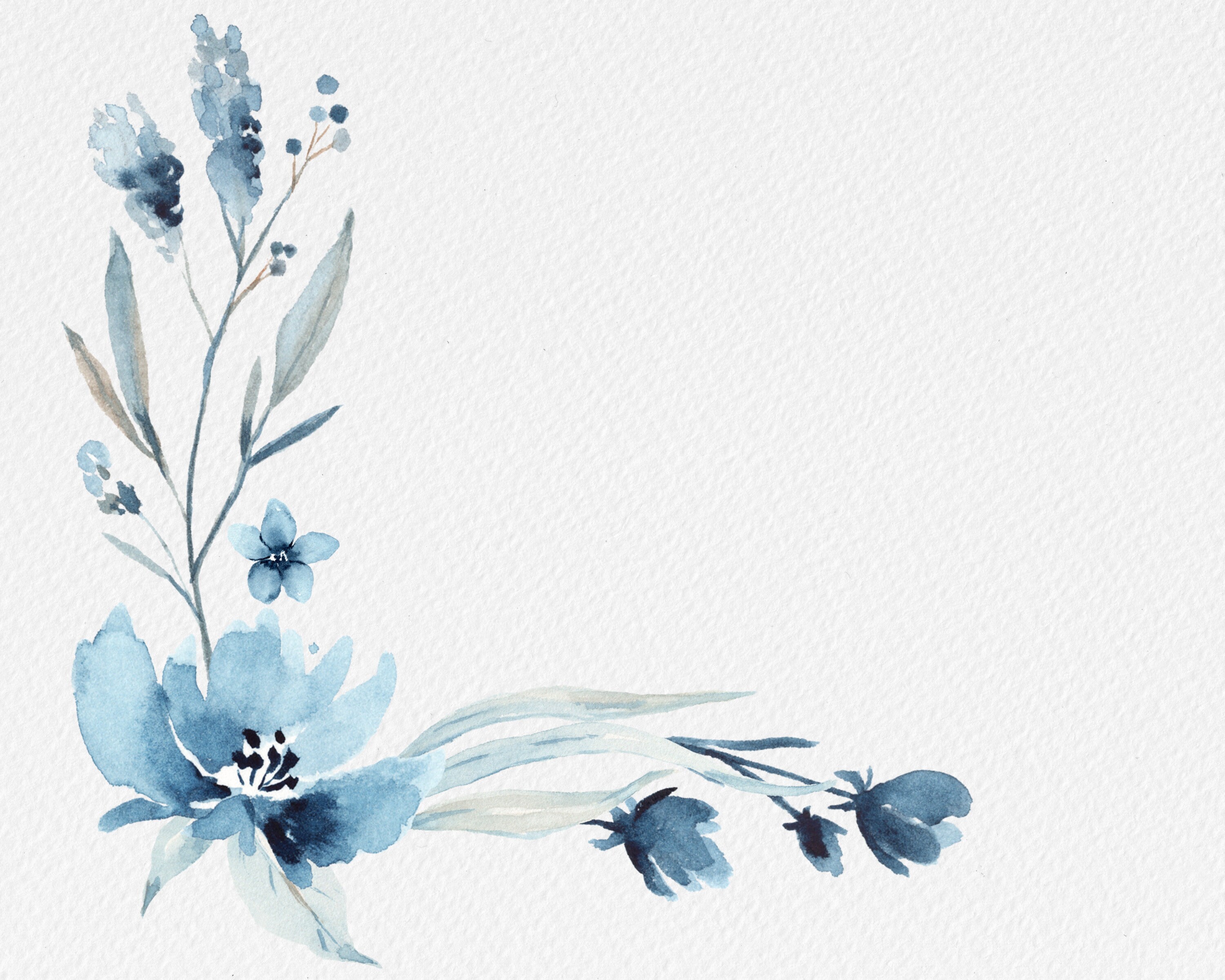 Blue and White Frames and Wreaths Navy Blue Floral Frames | Etsy