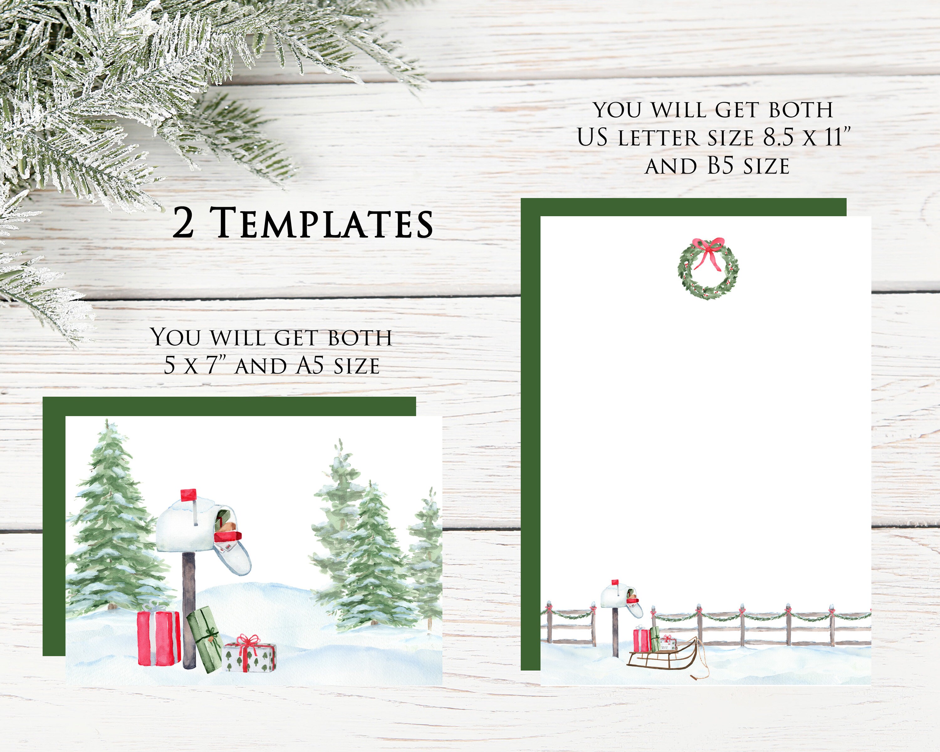 Christmas Mail, Watercolor Clipart, Pine Trees, Christmas Presents ...