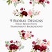 Blush and Burgundy Flowers Watercolor Clipart Collection, Burgundy ...