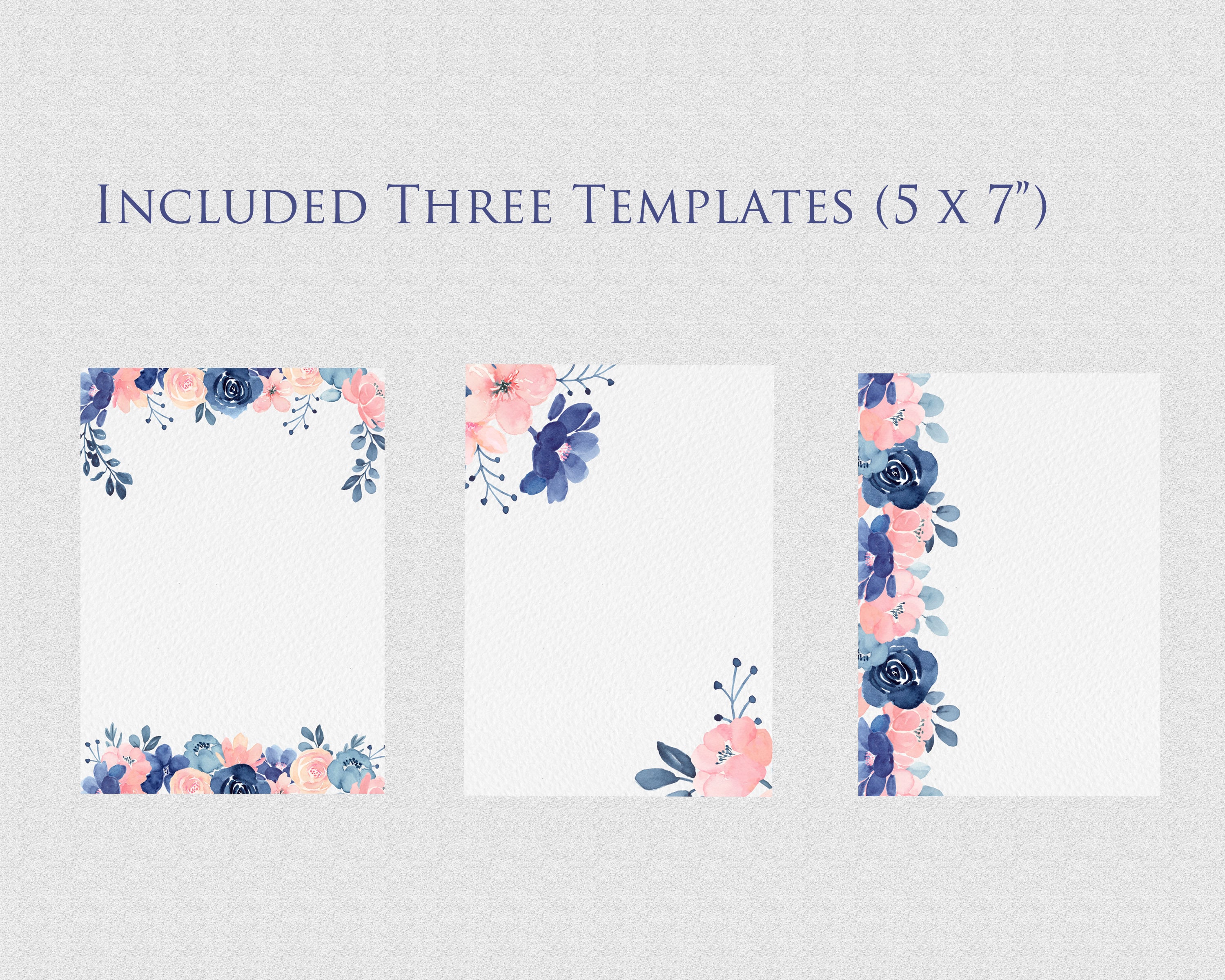 Blush & Navy Flowers Nine Designs Floral Topper Border and - Etsy