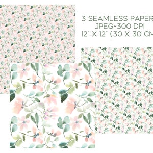 Soft Pastel Watercolor Flowers in Blush Pink and Greens, PNG Flowers ...