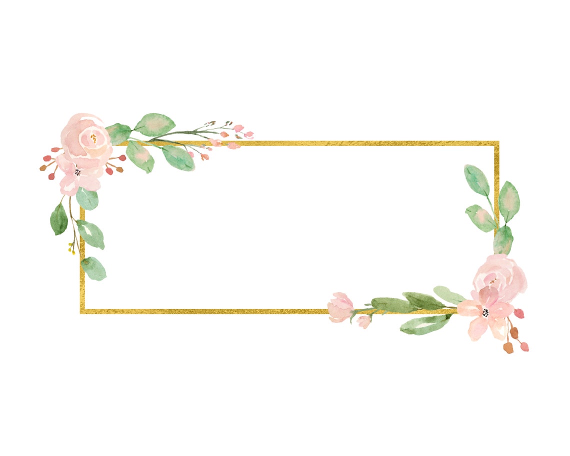 Pink and Gold Floral Frames Geometric Gold Frames With Blush - Etsy
