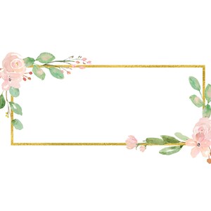 Pink and Gold Floral Frames, Geometric Gold Frames With Blush Pink ...