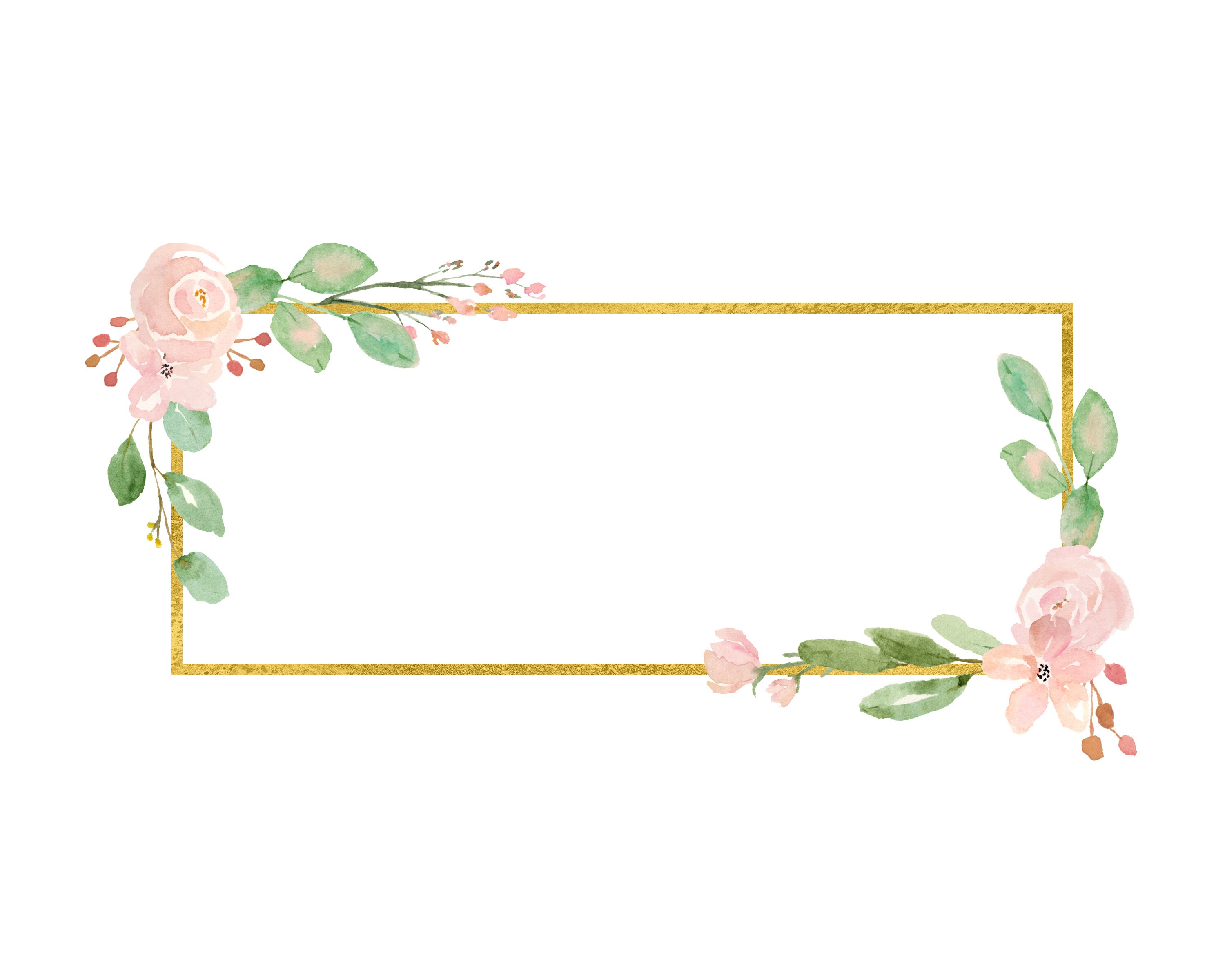 Pink and Gold Floral Frames Geometric Gold Frames With Blush - Etsy
