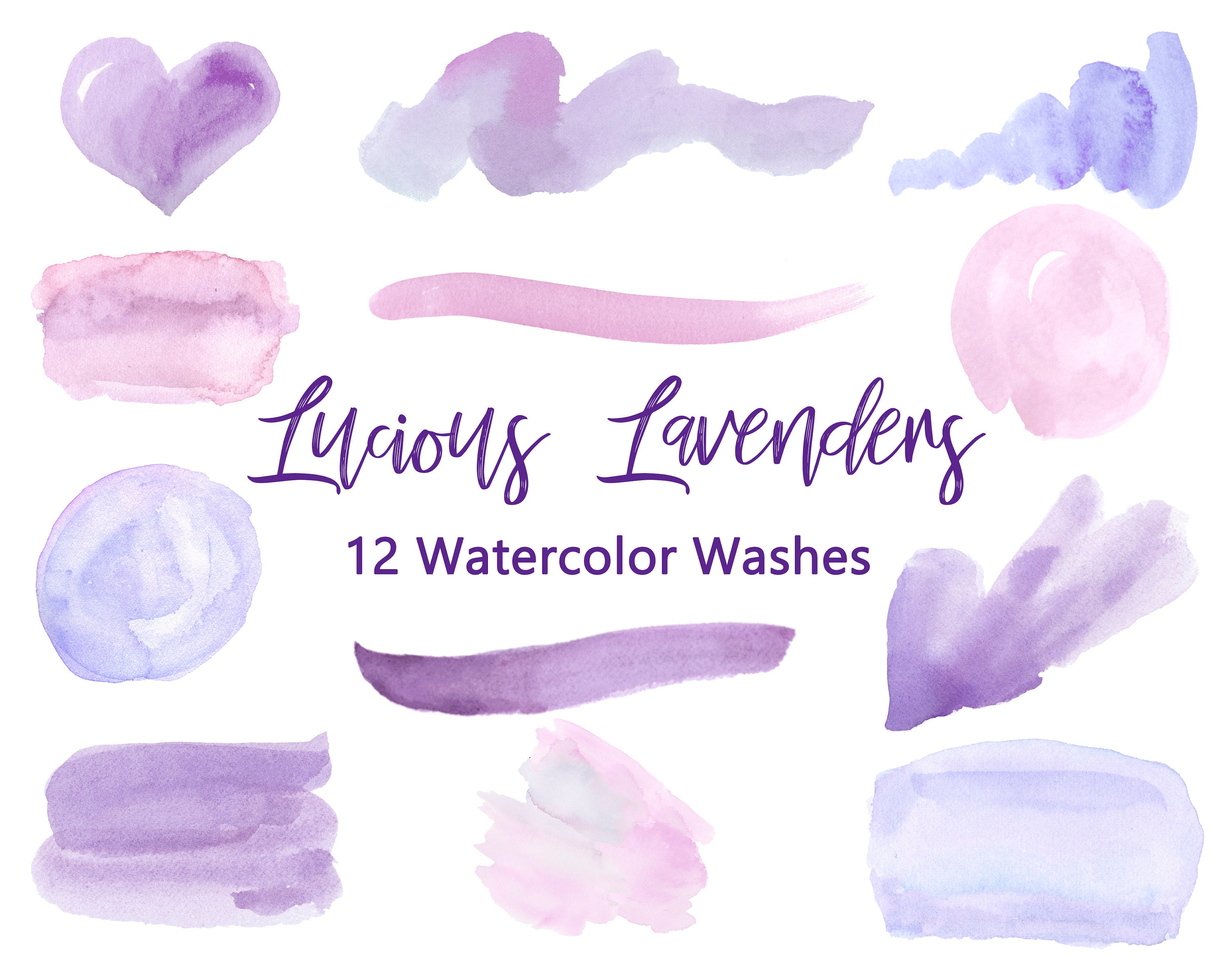 Lavender Watercolor Textures Lavender Splashes and | Etsy