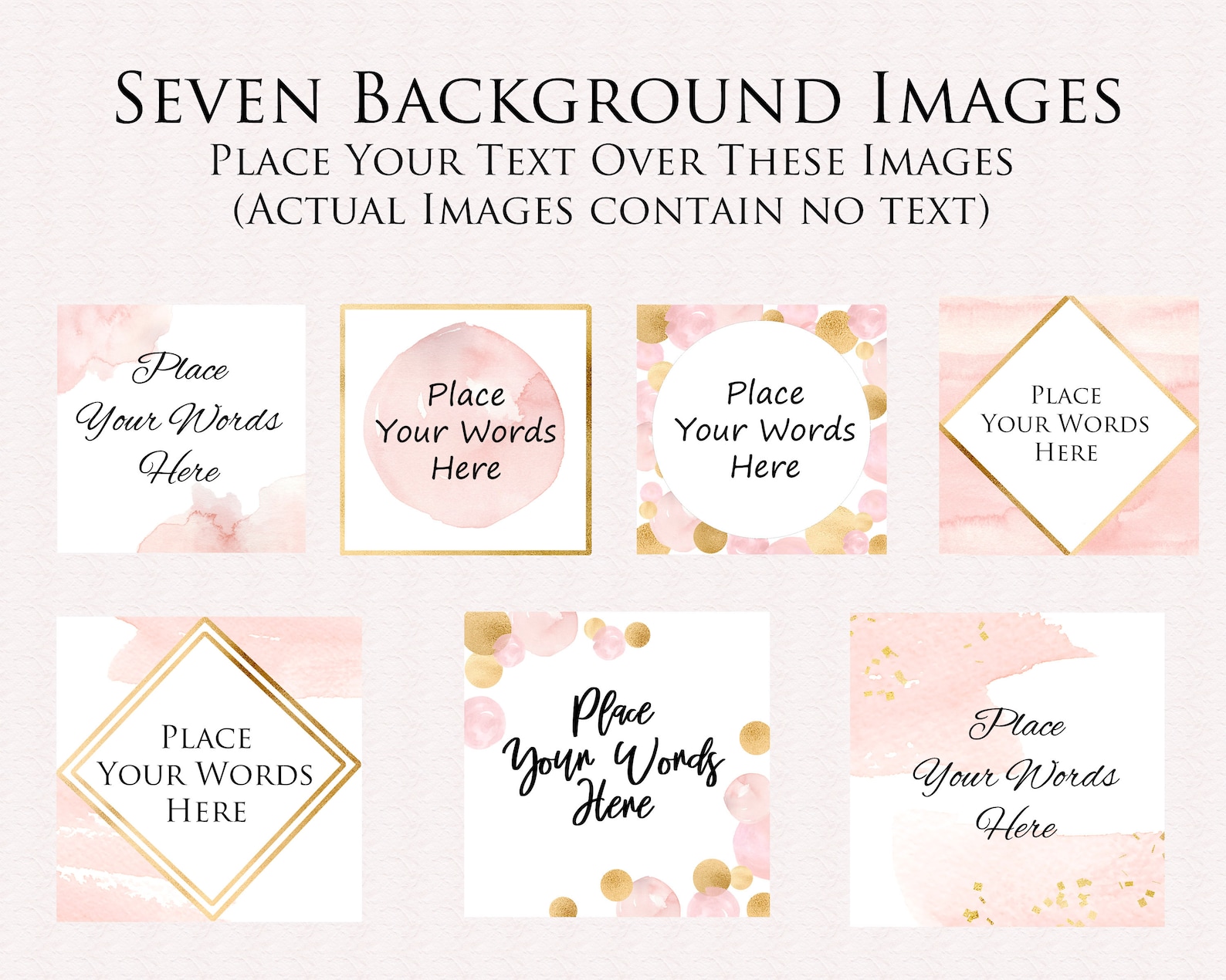 Square Blush and Gold Frames & Backgrounds, Set of 18 Pink Blush and ...