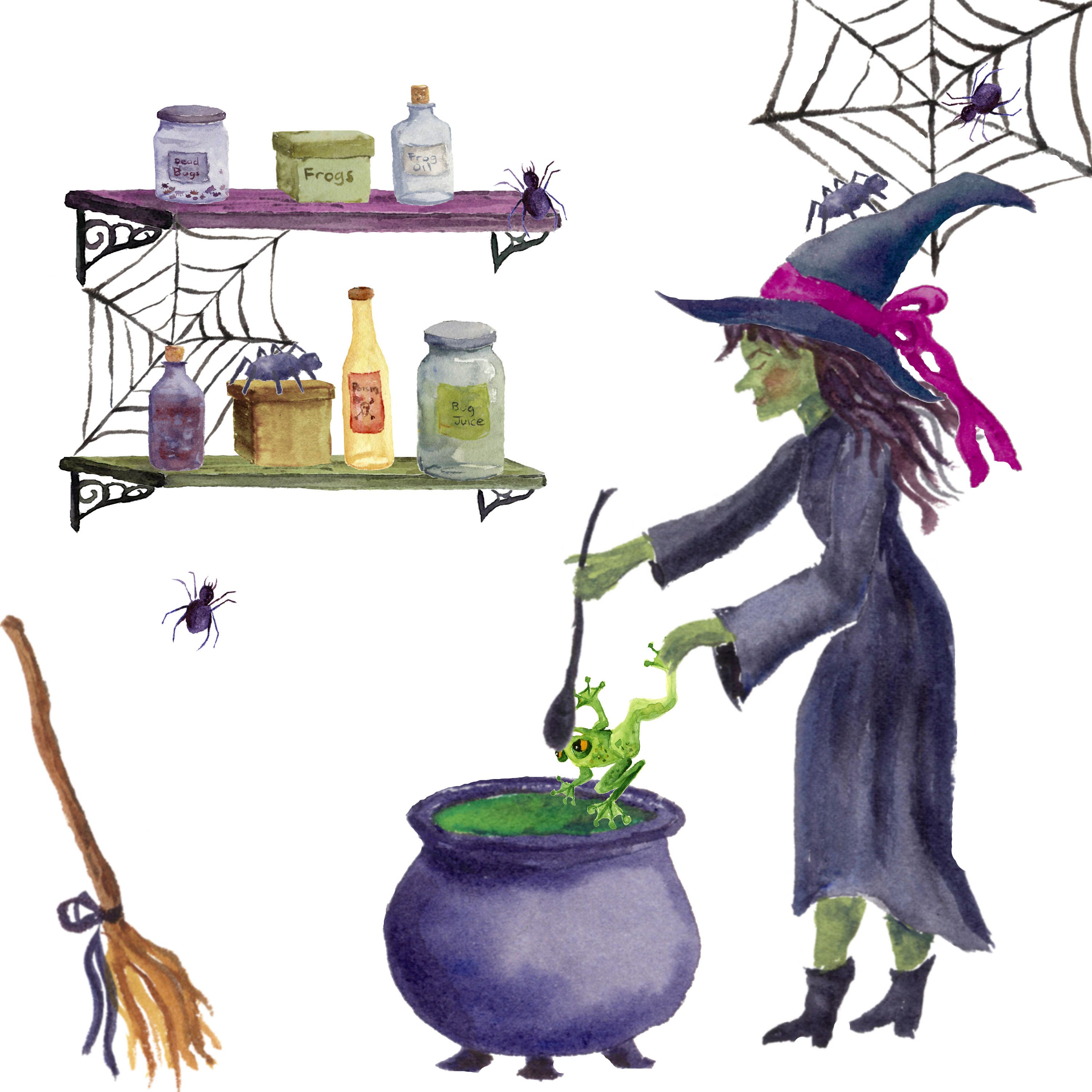 Witch's Kitchen Halloween Clip Art Collection: Witch | Etsy