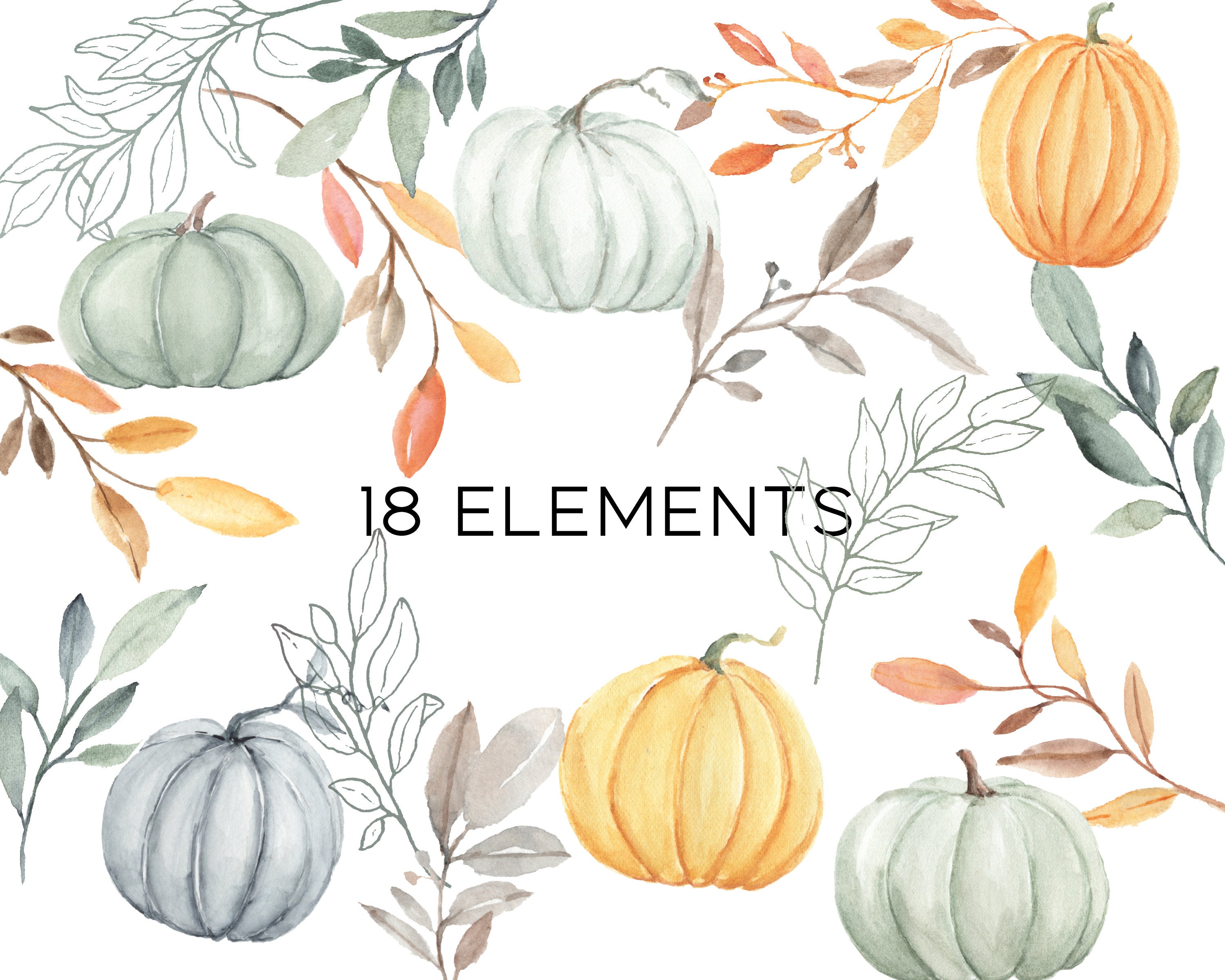 Clipart for Friendsgiving, Clip Art for Thanksgiving, Watercolor ...