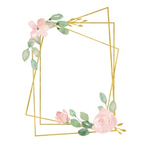 Pink and Gold Floral Frames, Geometric Gold Frames With Blush Pink ...