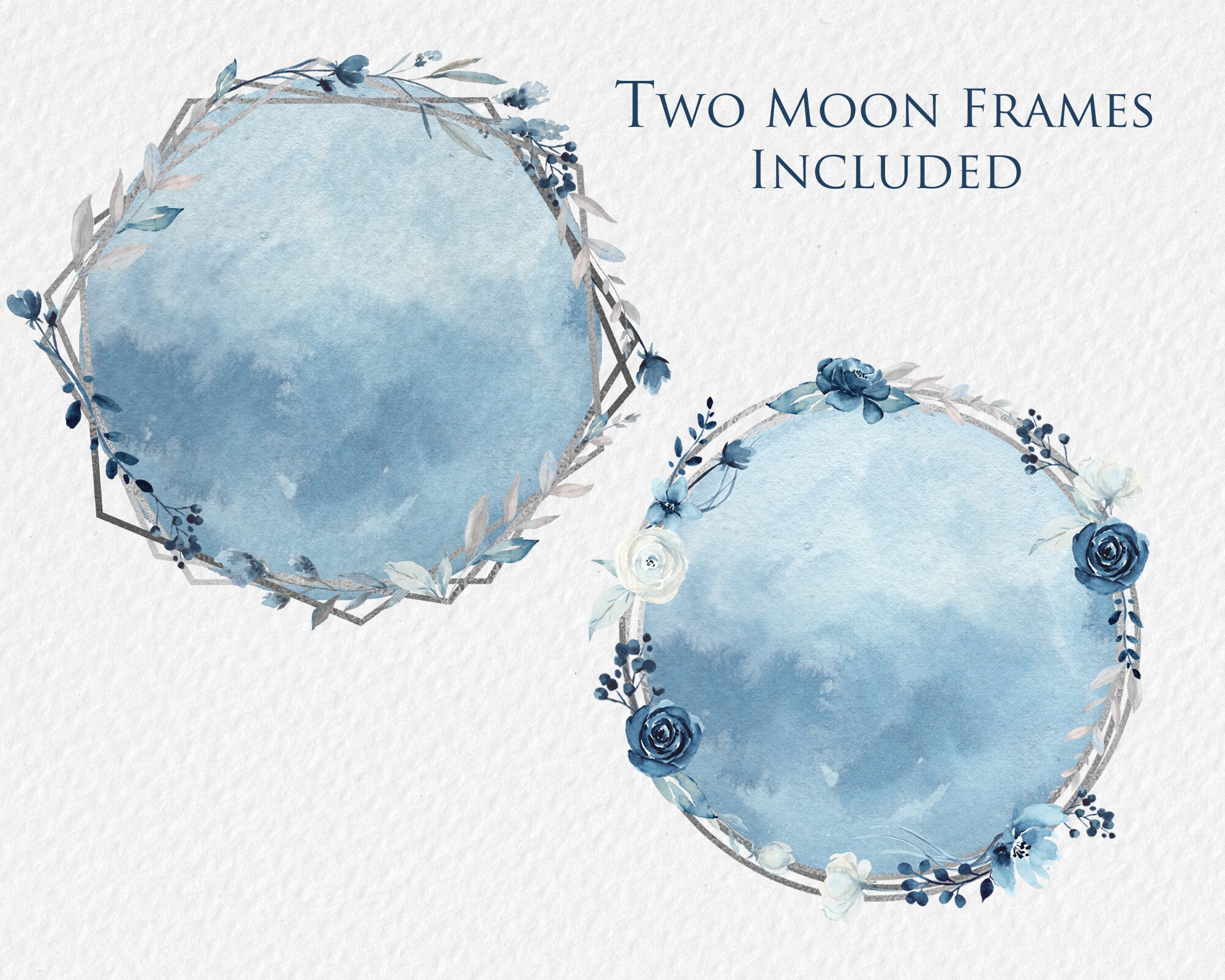 Silver Blue and White Geometric Frameswatercolor Frames and - Etsy