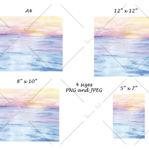 Colorful Watercolor Background, JPEG and PNG Files, Abstract Sunset ...