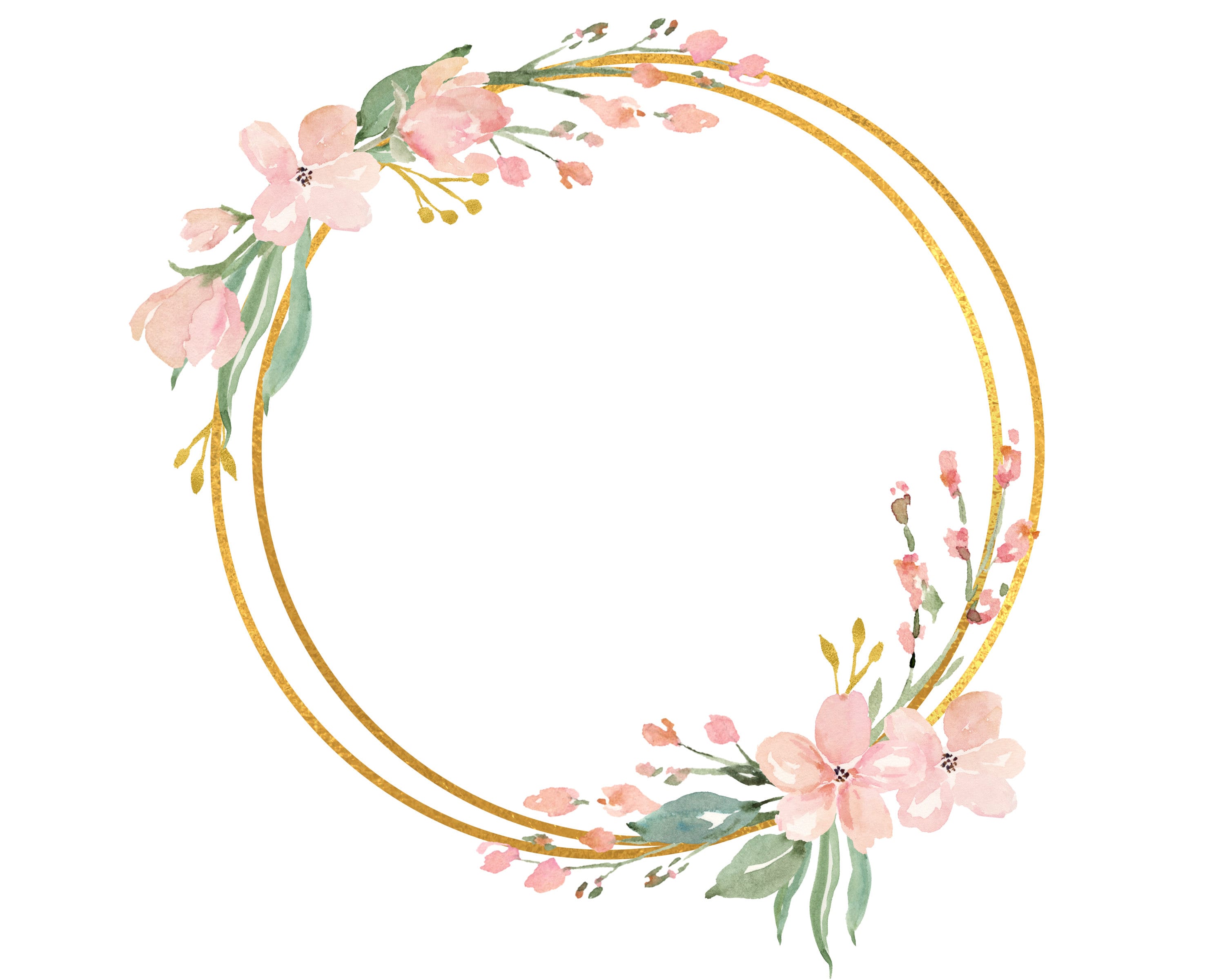 Pink and Gold Floral Frames Geometric Gold Frames With Blush | Etsy