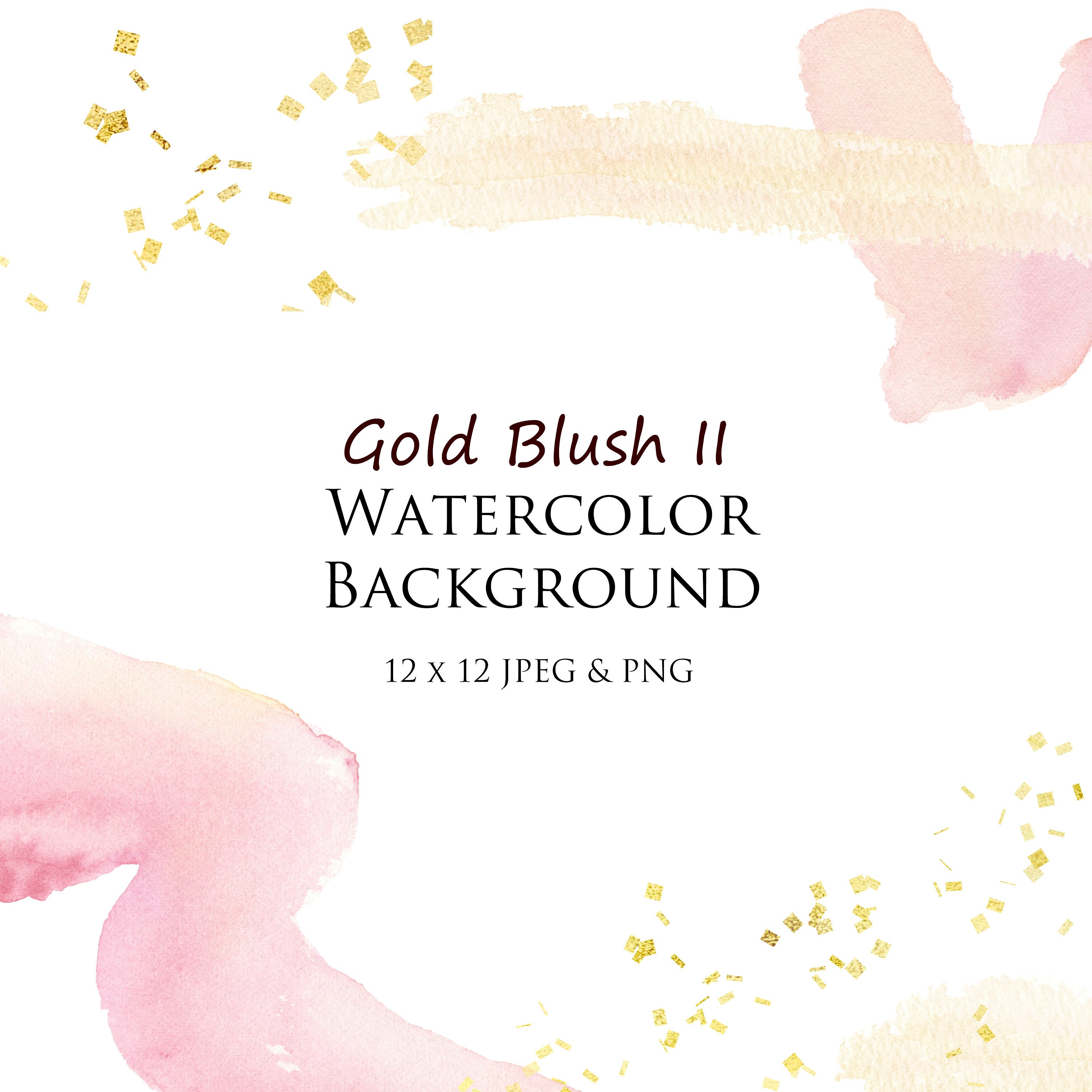 Watercolor Art Background Gold Blush II Pink and Gold | Etsy