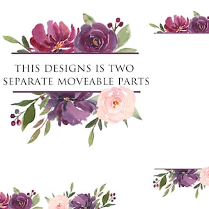 Watercolor Clip Art Designs and Frames in Plum, Purple, and Burgundy ...
