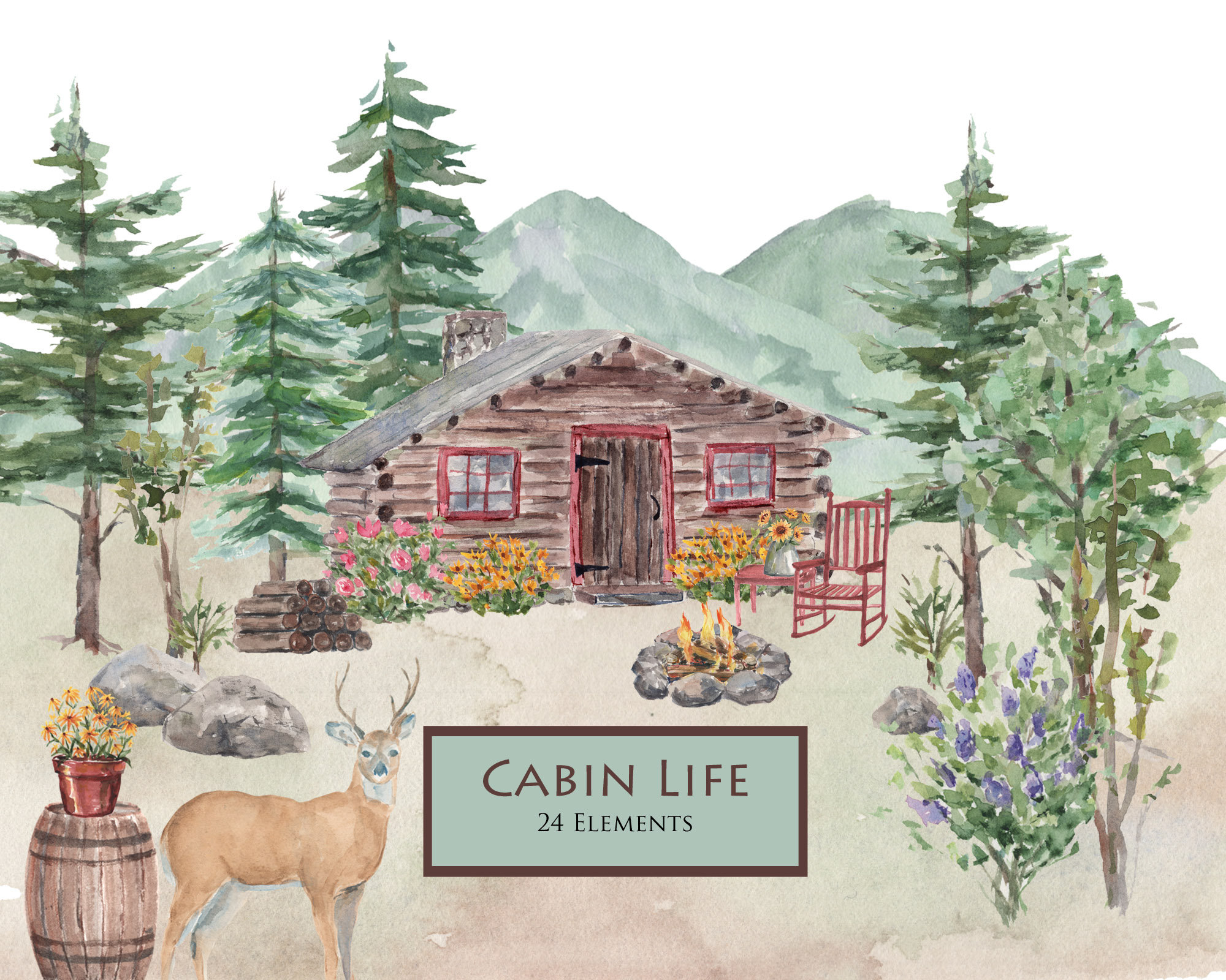 Log Cabin Clip Art Color