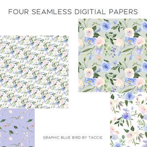 Pastel Spring Wreaths and Digital Papers in Periwinkle, Blue, Purple ...