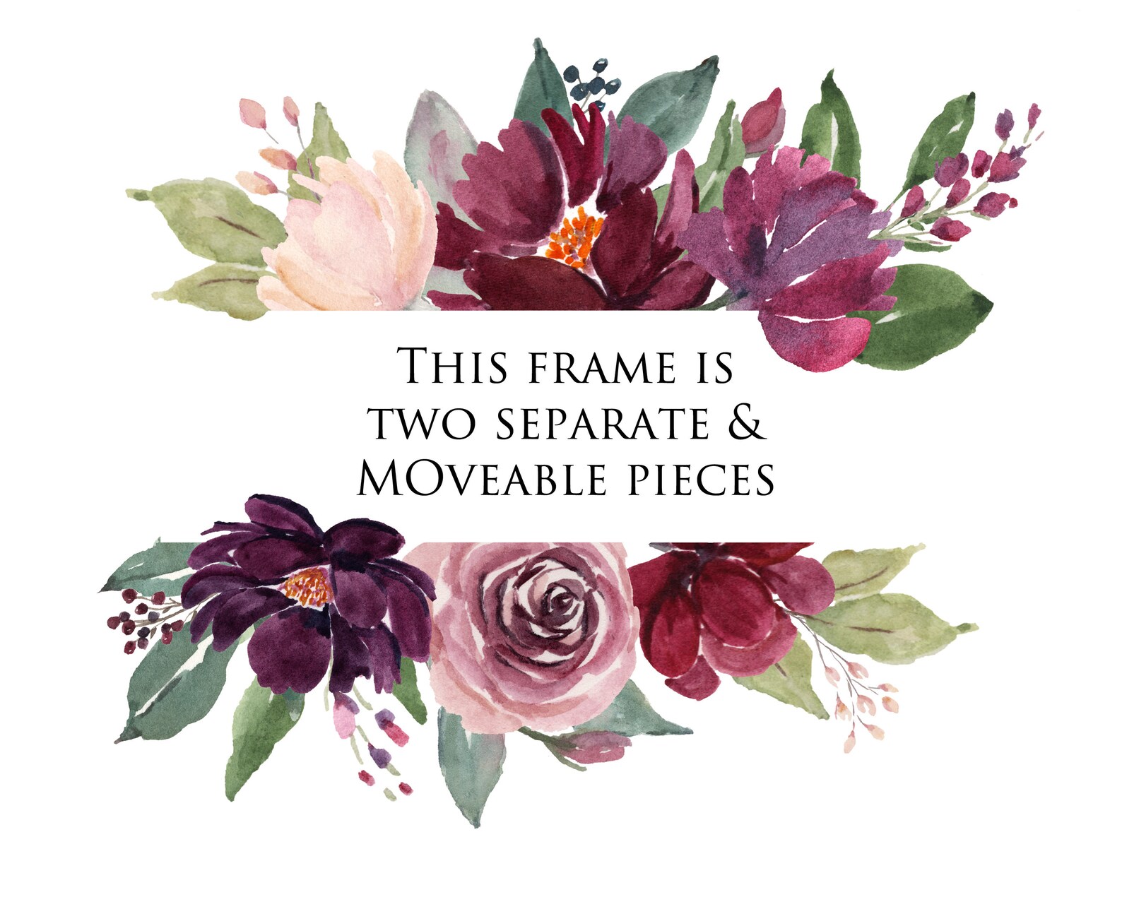 Watercolor Clip Art Floral Wreaths and Frames in Burgundy - Etsy