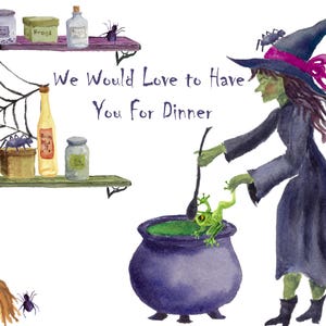Witch's Kitchen Halloween Clip Art Collection: Witch, Potions, Cauldron ...
