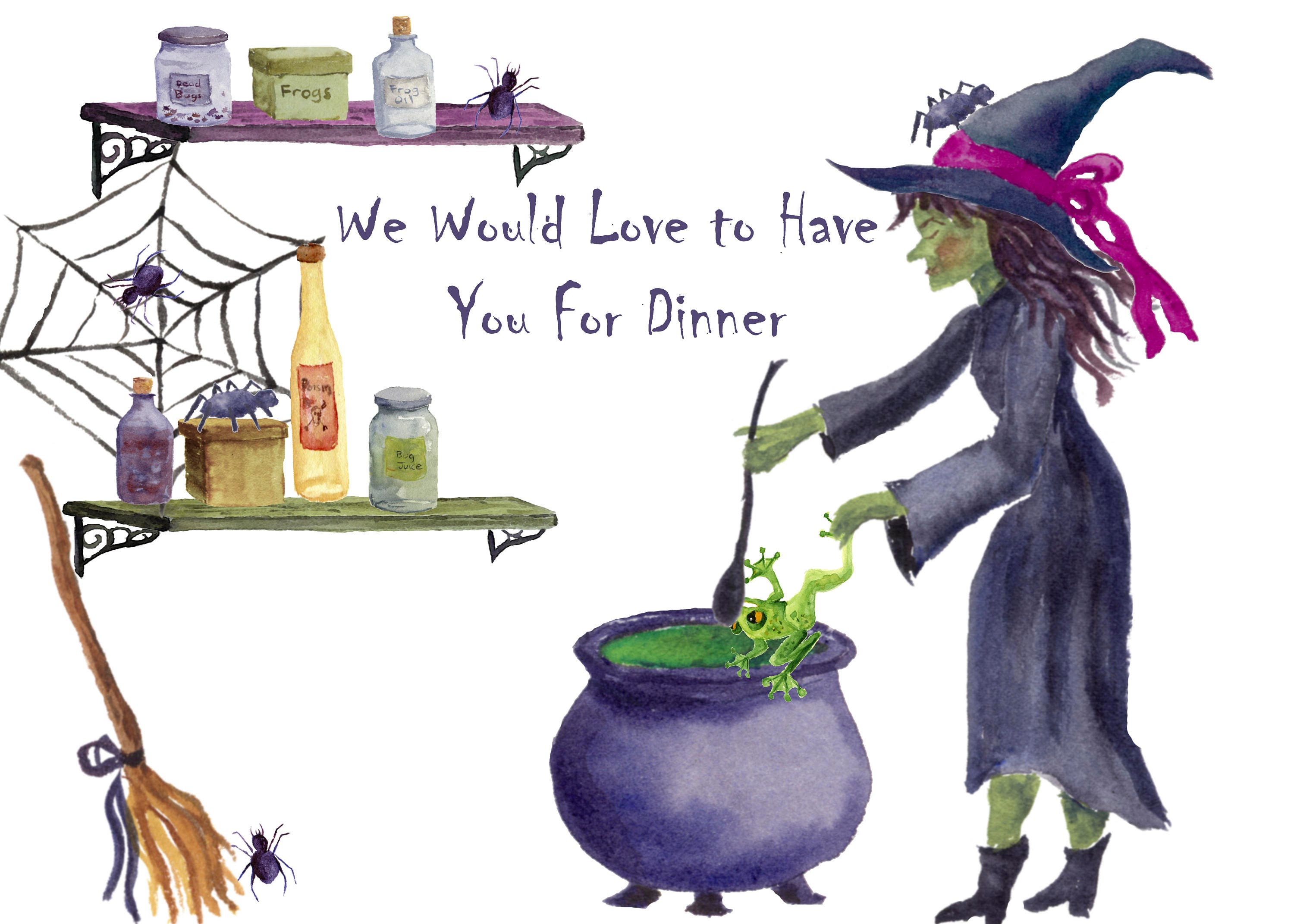 Witch's Kitchen Halloween Clip Art Collection: Witch | Etsy