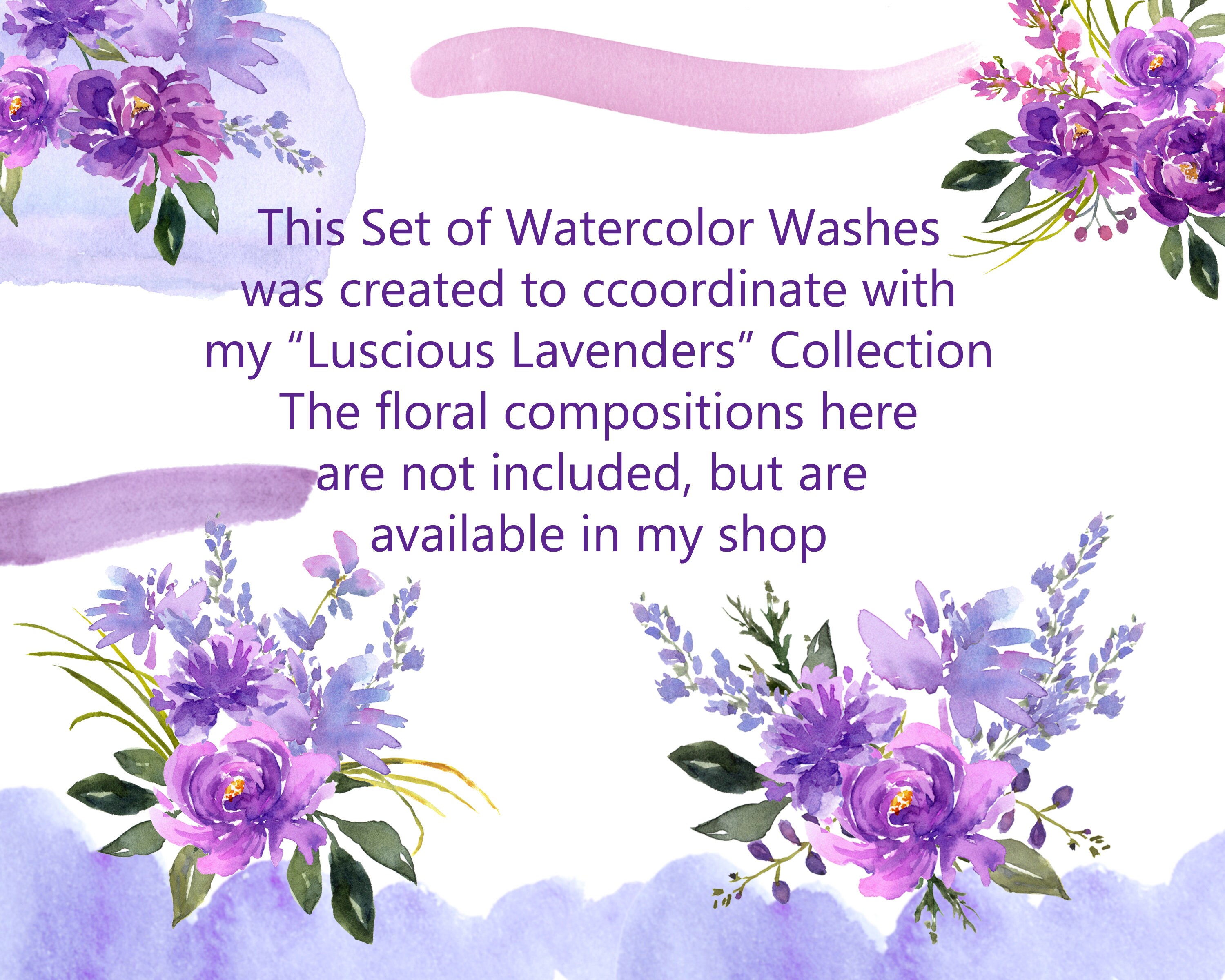 Lavender Watercolor Textures Lavender Splashes and | Etsy