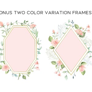 Pink Floral Frames, Gold Geometric Frames With Blush Pink Flowers ...