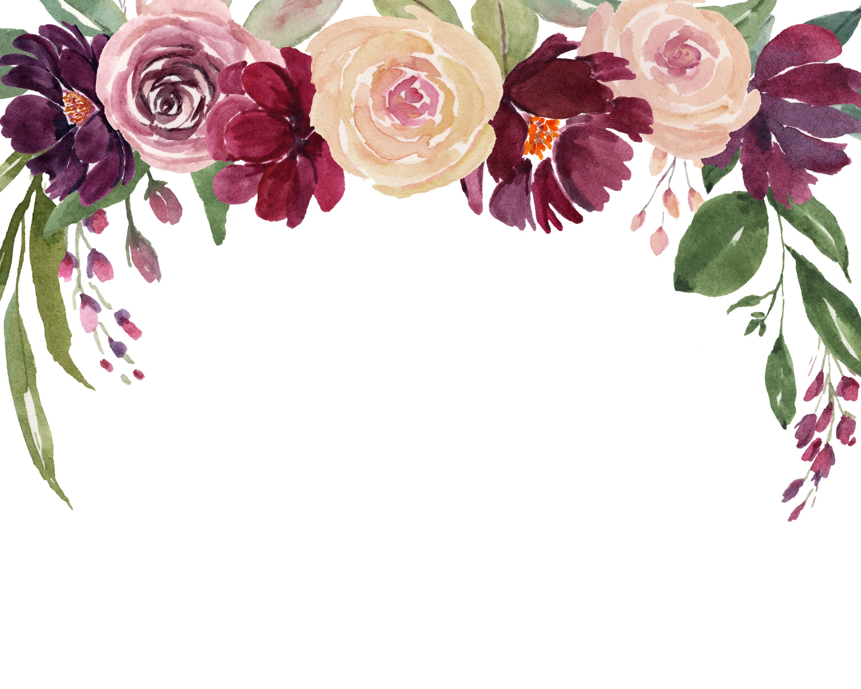 Floral Bouquet Designs Burgundy and Plum Flower Frames and - Etsy