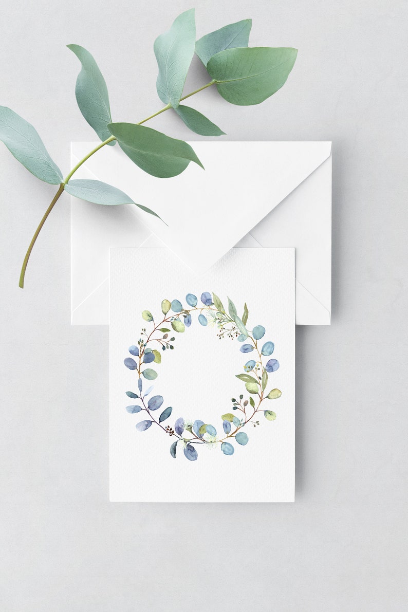 Eucalyptus Frames and Wreaths Greenery Wreath Clipart | Etsy