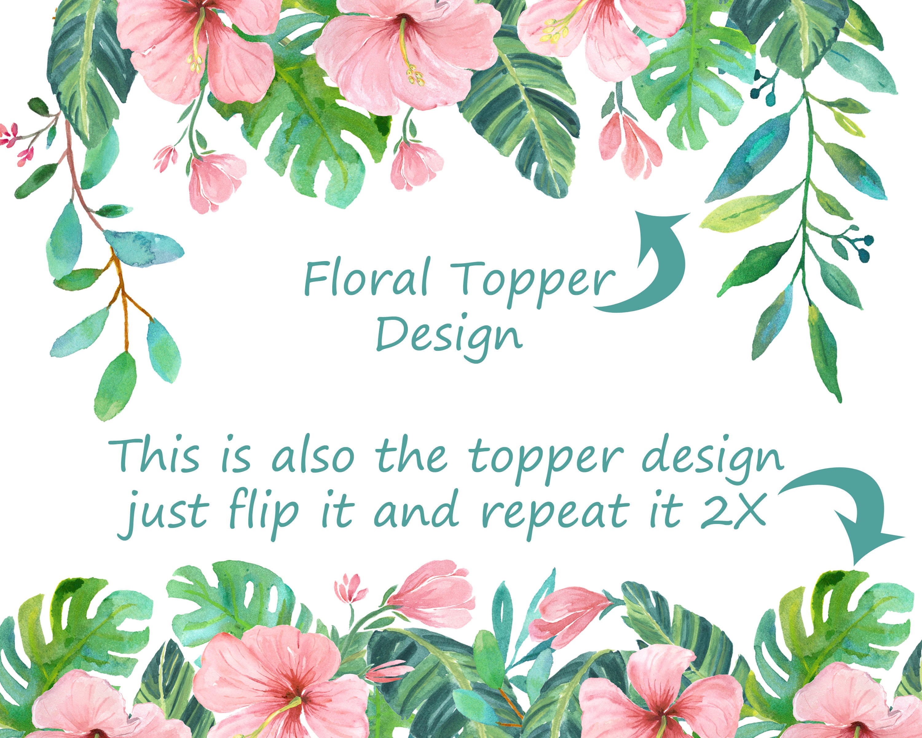 Tropical Island Flowers and Greenery, 8 Composed Designs for Tropical ...
