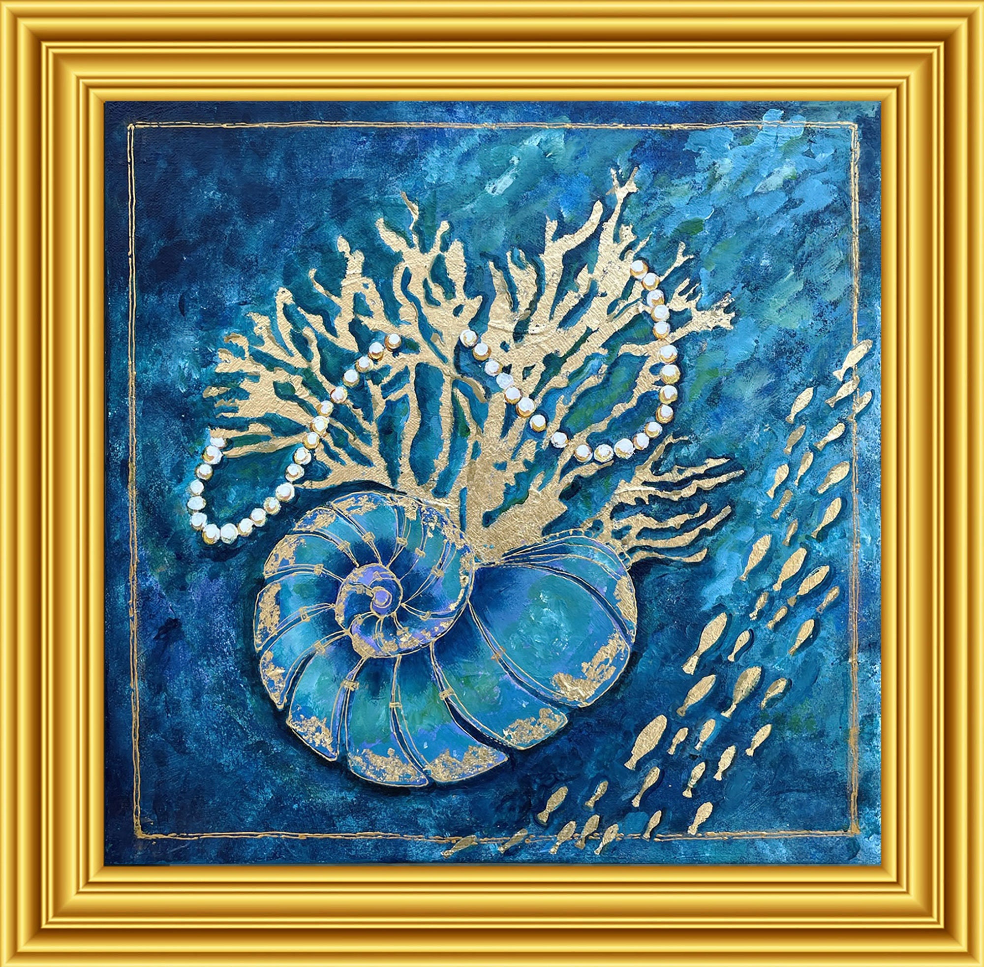 Sea Shell Painting MADE TO ORDER Shell Original Art Fish Artwork Oyster ...