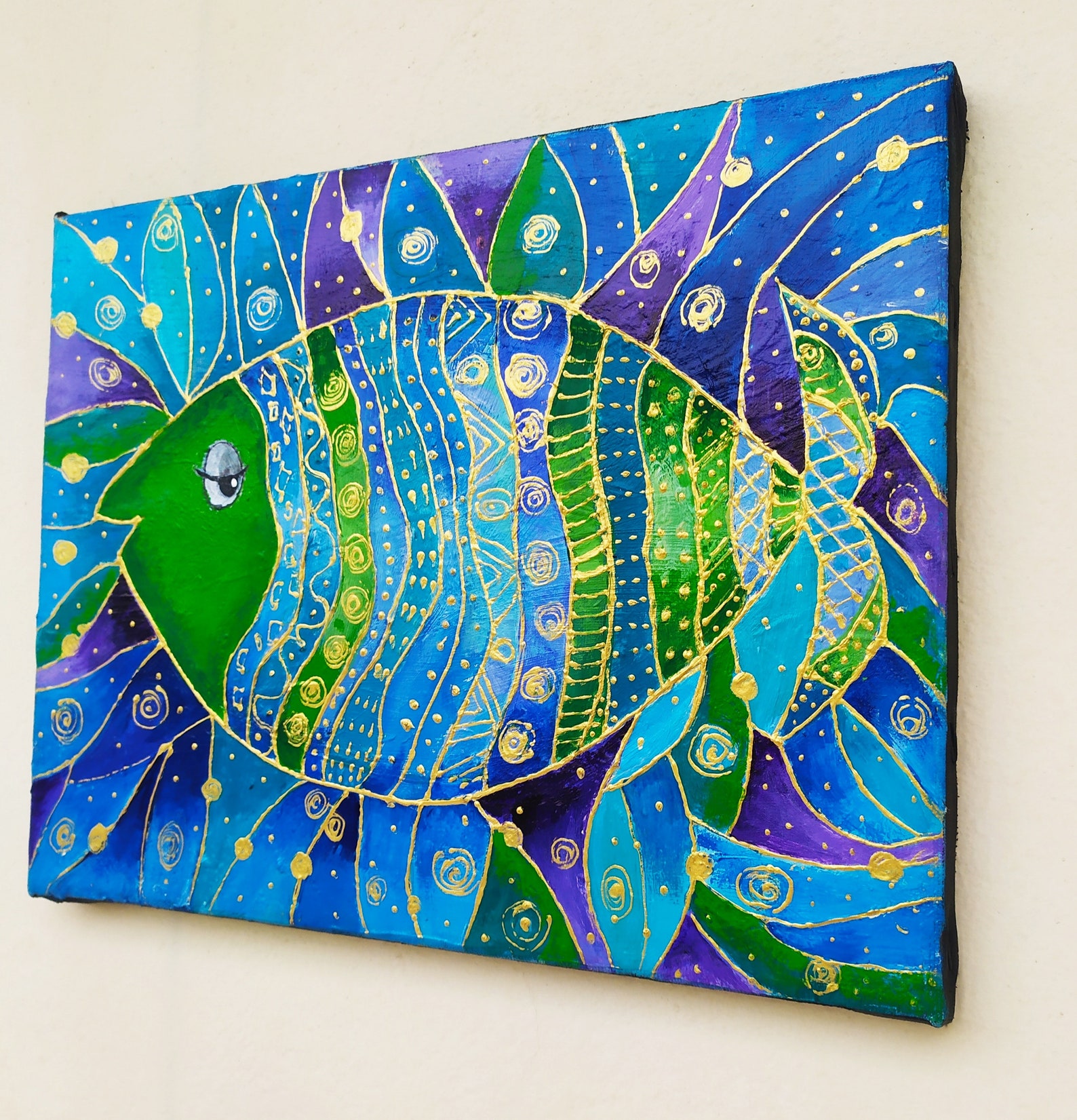 Fish Artwork Fish Painting Wall Art Aquarium Fantasy Fish | Etsy