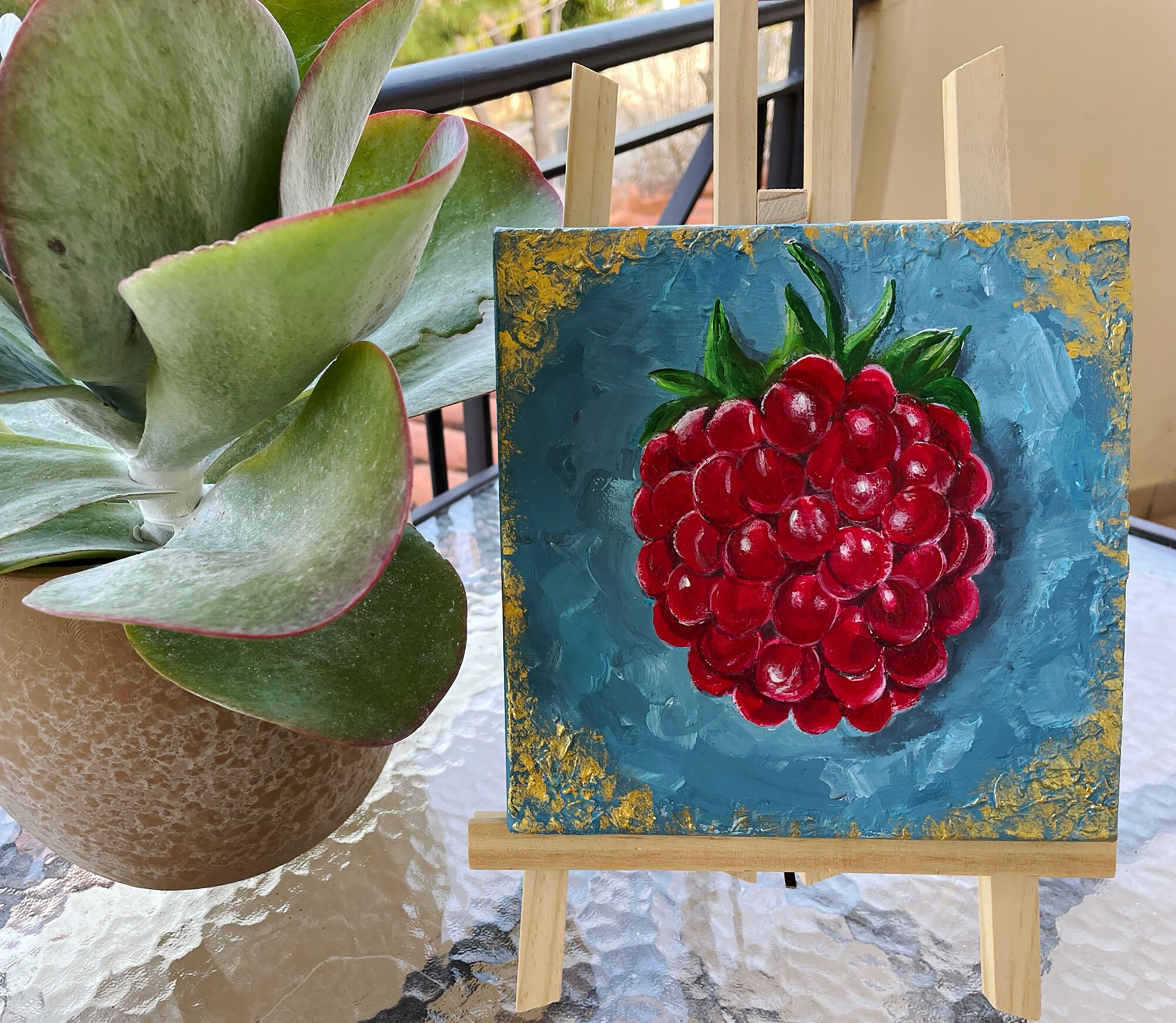 Raspberry Painting Berry Original Wall Art Fruit Artwork Food Painting ...