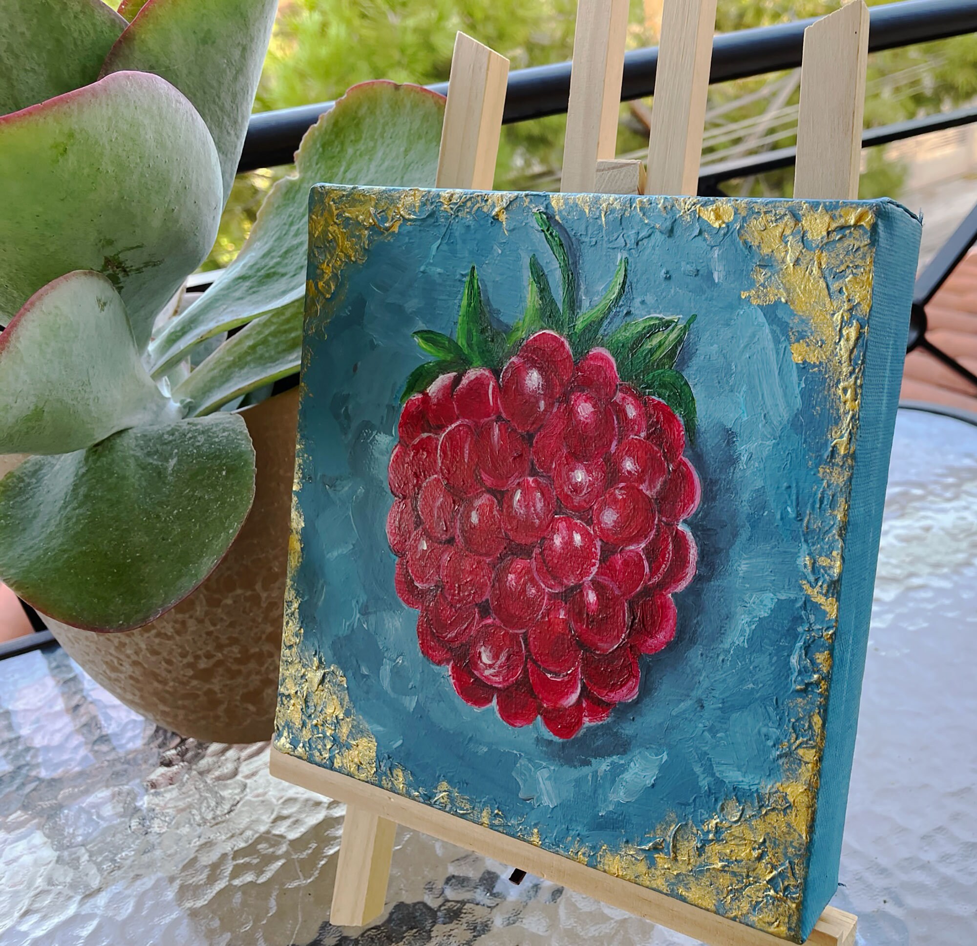 Raspberry Painting Berry Original Wall Art Fruit Artwork Food Painting ...