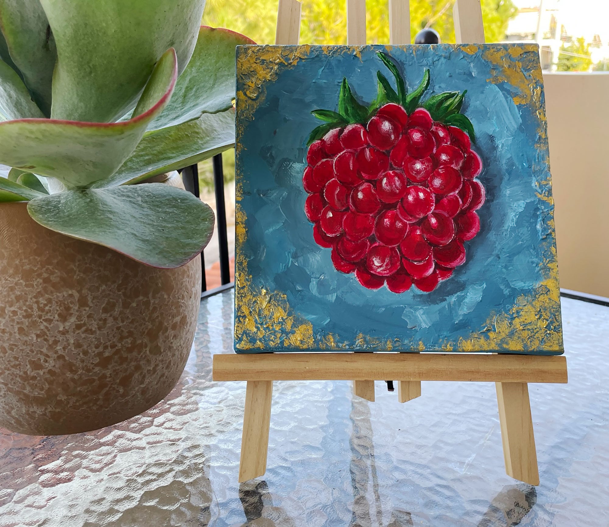 Raspberry Painting Berry Original Wall Art Fruit Artwork Food Painting ...