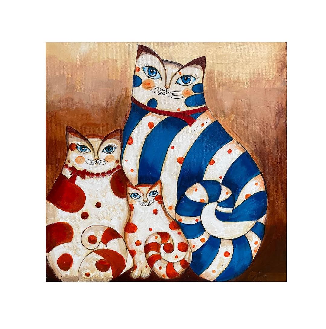 Cat Painting Cat Original Art Cat Wall Art Cat Canvas Art Handmade Cat ...